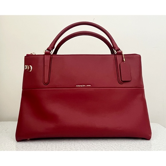 Coach | Bags | Coach Red Currant Turnlock Double Zip Satchel With Gold ...